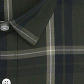 Men's 100% Cotton Windowpane Checks Half Sleeves Shirt (Olive)